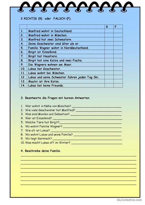 Meine Familie Und Ich Allgemeine Deutsch Daf Arbeitsbl Tter Pdf Doc