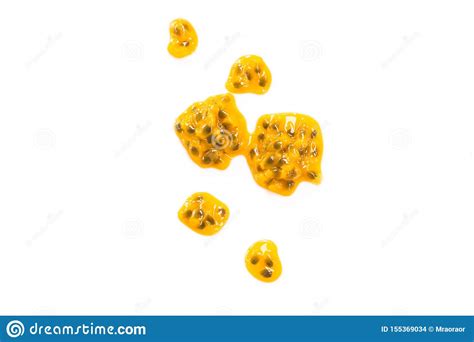 Closeup Top View Passion Fruit Seed On White Background Fruit For