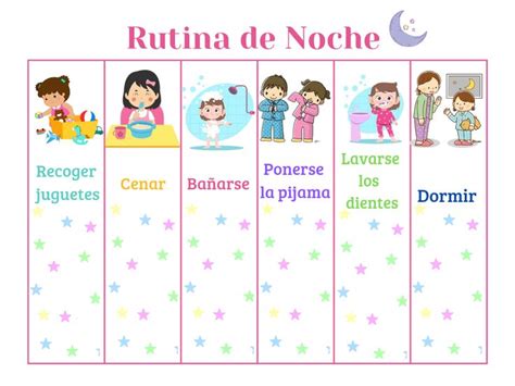 Rutina De Noche 🌜 Tabla De Tareas Para Niños Rutina De Preescolar