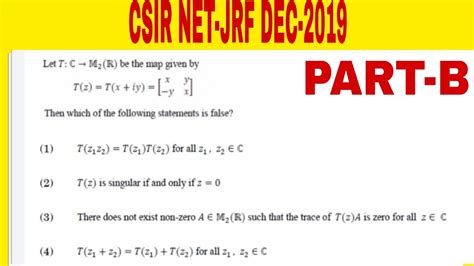 Csir Net Jrf Dec Linear Algebra Part B YouTube