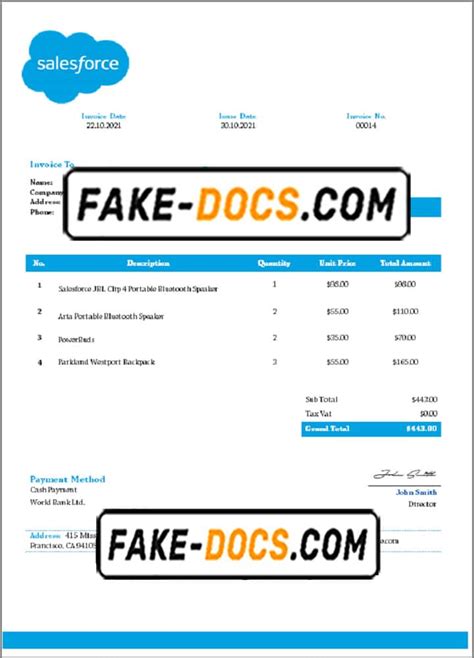 Usa Salesforce Invoice Template In Word And Pdf Format Fully Editable