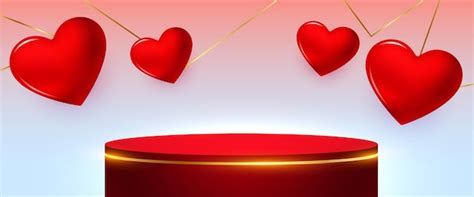 Plate forme de podium 3d avec un coeur réaliste pour la célébration de