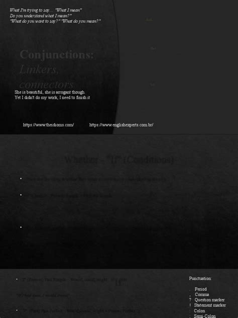 Conjunctions Linkers Connectors Pdf Perfect Grammar Verb