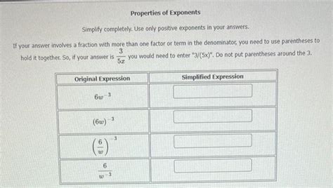 Solved Properties Of Exponents Simplify Completely Use Only Chegg