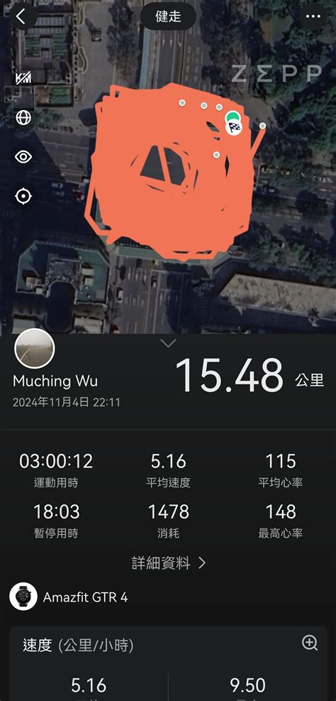 Muching Wu 繞行天橋100圈，逆時針50圈，順時針50圈，帶著我雙腳的敬意。