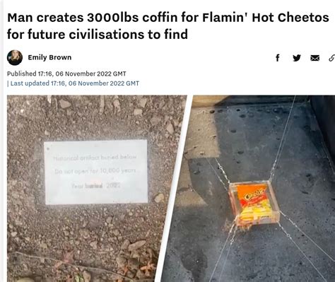 Man Creates 3000lbs Coffin For Flamin Hot Cheetos For Future