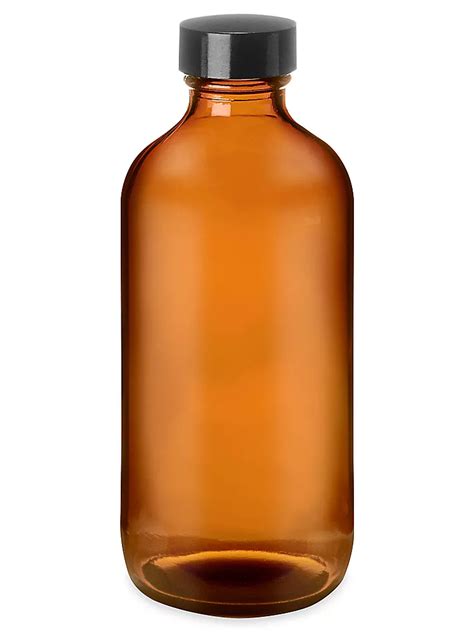 Amber Boston Round Glass Bottles 8 Oz S 23396 Uline