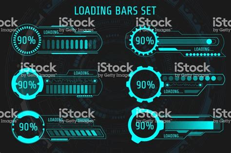 Hud Futuristic Element Loading Bars Set Vector Background Abstract