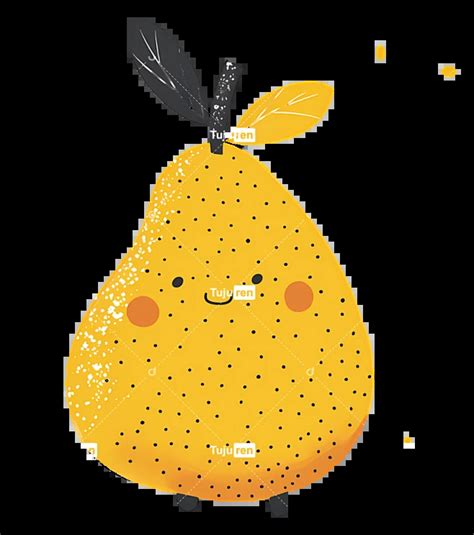 卡通梨可爱的梨插画黄色的梨，笑脸糖果梨插画异想天开的梨画 可爱的微笑梨，糖果般的外观 花瓣网
