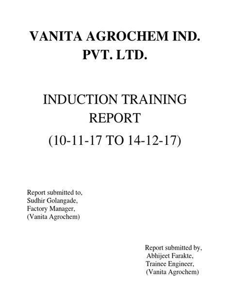 Induction Report Pdf Business