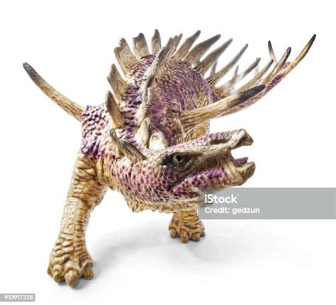 Kentrosaurus 공룡 장난감 클리핑 경로와 흰색 배경에 고립 Stegosaurian 공룡은 늦게 쥬 라 기의