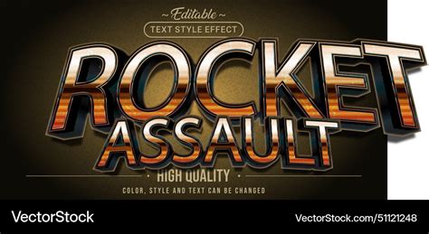 Editable Text Style Effect Rocket Assault Vector Image