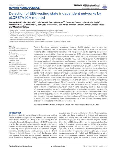 Pdf Detection Of Eeg Resting State Independent Networks By Eloreta