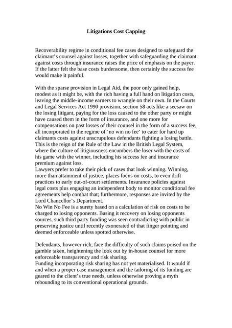 Pdf Litigation And Cost