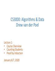 Lec1 Pdf CS3000 Algorithms Data Drew Van Der Poel Lecture 1