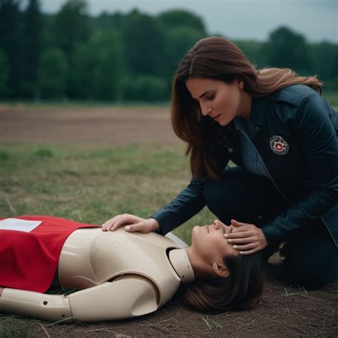 Woman Performing Cpr On Injured Woman Stable Diffusion Online