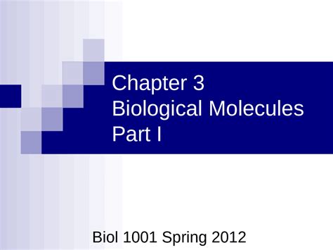 Biological Molecules Lecture Slides Biol 1001 Docsity