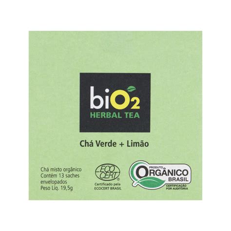 Chá Verde E Limão Orgânico Bio2 Herbal Tea Caixa 19 5g 13 Unidades Carrefour