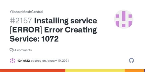 Installing Service Error Error Creating Service 1072 · Issue 2157