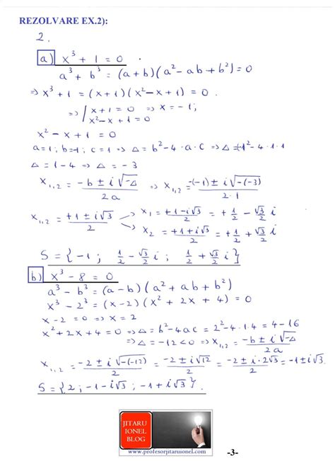 Rezolvare De Ecuatii In Multimea Numerelor Complexe C Ecuatii