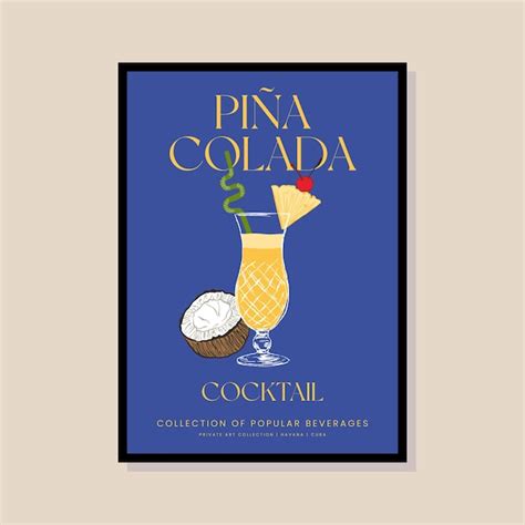Premium Vector Cocktail Vector Illustration In A Poster Frame For