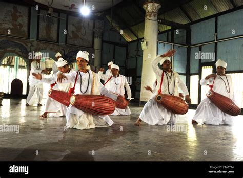 Bhokots Monks Performing The Sattriya Nritya Monastery Dance Of