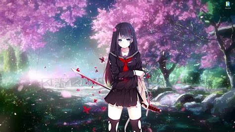 Живые обои Девушка аниме с катаной скачать на