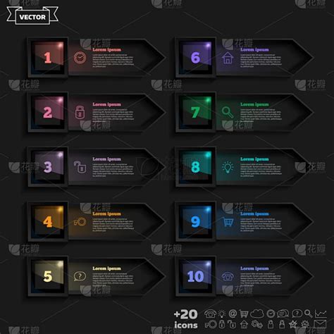 清单 计划书 信息图表 色彩鲜艳 正方形 形状 几何形状 三维图形 红色 蓝色素材 花瓣网