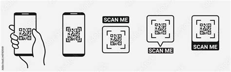 Qr Code Scan Icon With Smartphone Scan Me Barcode Sign Vector Illustration Eps 10 Icon Set