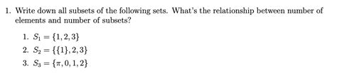 Solved Write Down All Subsets Of The Following Sets Chegg Com