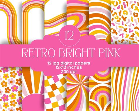 Retro Groovy Digital Paper Aesthetic Pattern Background Groovy