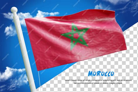 Marruecos Bandera Realista 3d Render Aislado O 3d Marruecos Ondeando