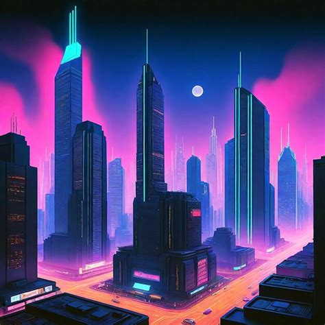 Premium Photo Dynamic Cyberpunk Cityscape