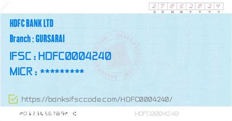 Hdfc Bank Ltd Gursarai Branch Micr Code Gursarai