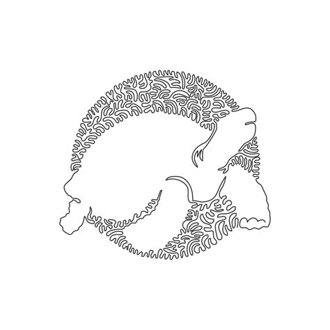 Single One Curly Line Drawing Of Cute Tortoise Abstract Art Continuous Line Draw Graphic Design
