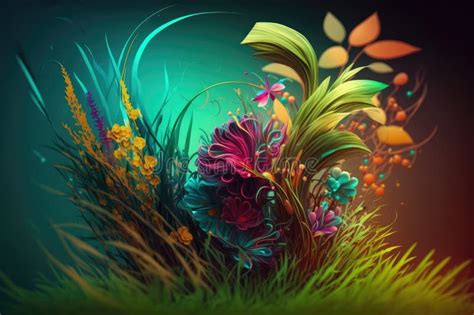 Natural Green Grass Background Illustration Ai Generative Stock