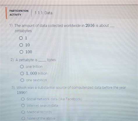 Solved Participation 111 Data Activity 1 The Amount Of