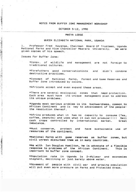 Pdf Notes From Buffer Zone Management Workshop Queen Elizabeth