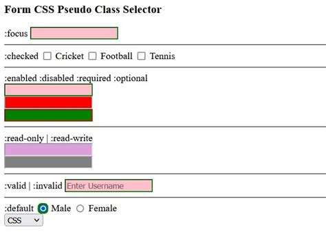 Pseudo Selector Property In Css