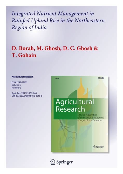 Pdf Integrated Nutrient Management In Rainfed Upland Rice In The