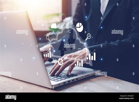 Cloud Computing Technology Businessman Hands Typing Notebook Laptop