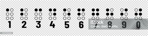 점자 숫자 시각 장애인이 사용하는 촉각 쓰기 시스템 투명한 배경에 격리 된 벡터 일러스트 레이 션 세트 5에 대한 스톡 벡터 아트 및 기타 이미지 Istock