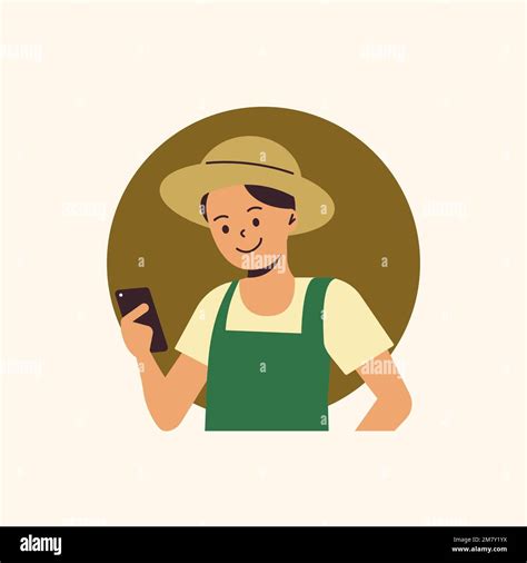 Farmer Using Technology Vector Digital Agriculture Stock Vector Image