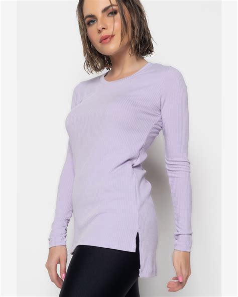 Riachuelo Blusa Manga Longa Tapa Bumbum Canelada Lilás Salvatore Fashion