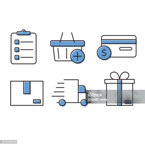 Shopping Flow Notation Icon Set Stock Illustration Download Image Now