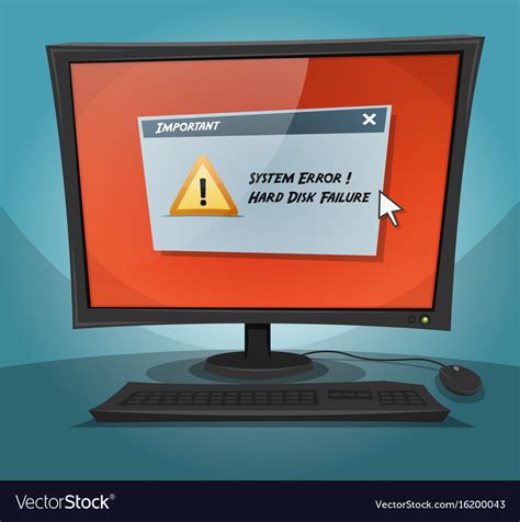 cartoon computer with error message royalty free vector
