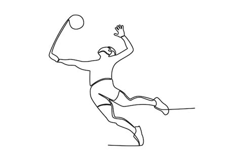 Un Garçon Joue Bien Au Volley ball Dessin Au Trait De Volley ball De
