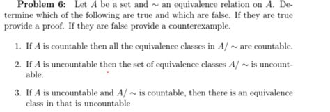 Solved Problem Let A Be A Set And An Equivalence Chegg