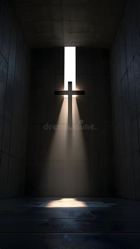 Sunlight Streams Through A Cross Shaped Opening In A Minimalist