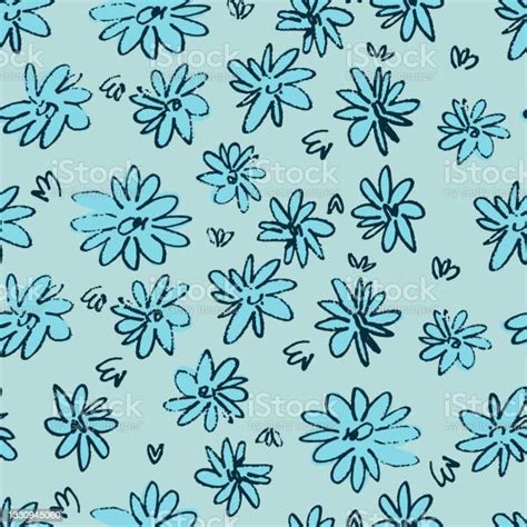 표면 디자인 및 기타 디자인 프로젝트를 위한 Ditzy 스타일로 손으로 그린 초원 꽃이 있는 매끄러운 패턴 0명에 대한 스톡